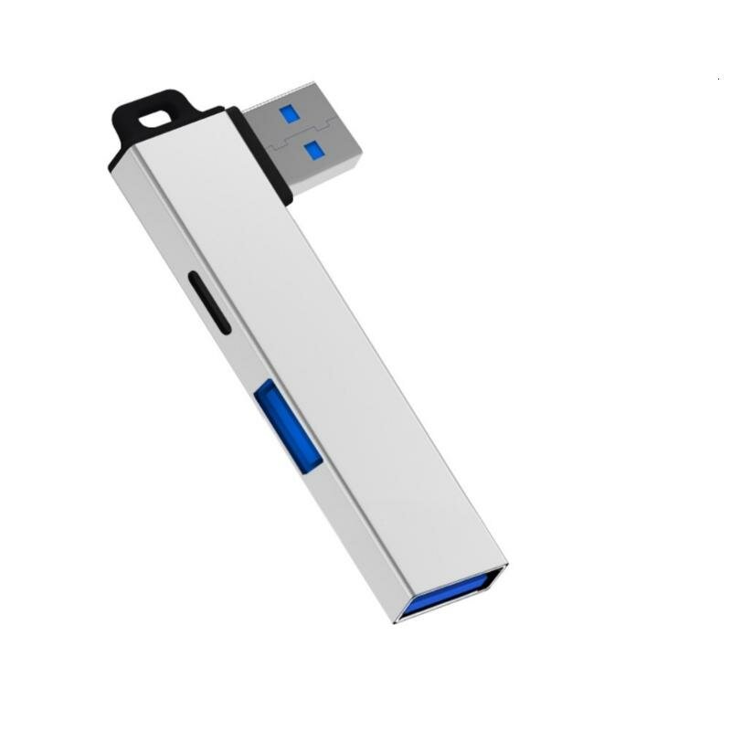 Алюминиевый USB 3.0 хаб с USB-C, Серебро