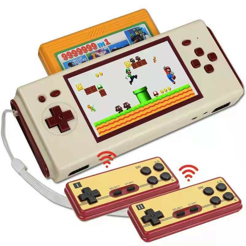 Портативная игровая консоль с беспроводным контроллером, 121 встроенной игрой, слотом для картриджей для мобильных игр