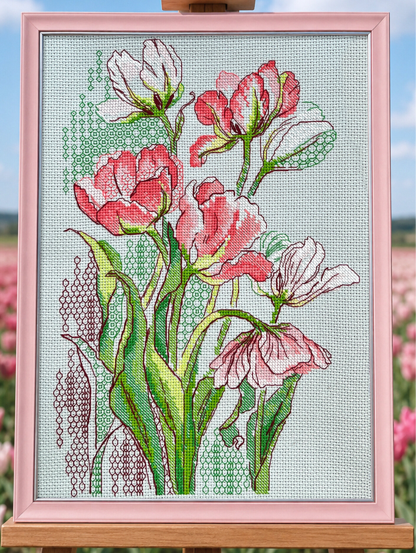Набор для вышивания крестом Риолис, "Изящные тюльпаны", 21x30 см, 2354