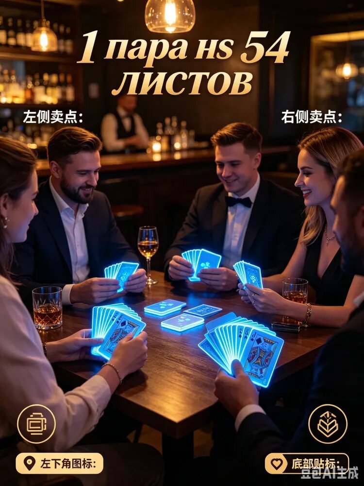 Карты игральные пластиковые 54 классические/Люминесцентные лазерные персонализированные флуоресцентные игральные карты 1 пара из 54 листов
