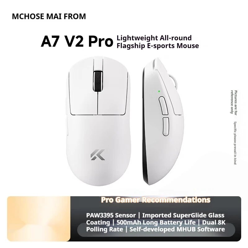 Беспроводная игровая мышь MCHOSE A7 V2 Ultra+ 42000 DPI Белый, A7 V2 Pro White