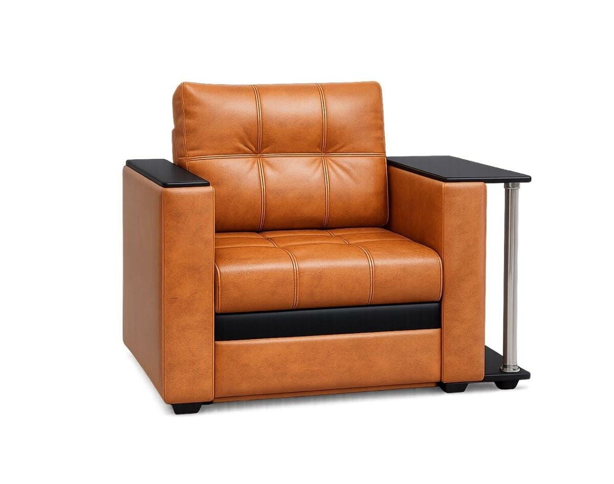 Кресло-кровать Атланта со столиком справа VICTORIA ORANGE, 107х91х88 см, с ящиком для белья
