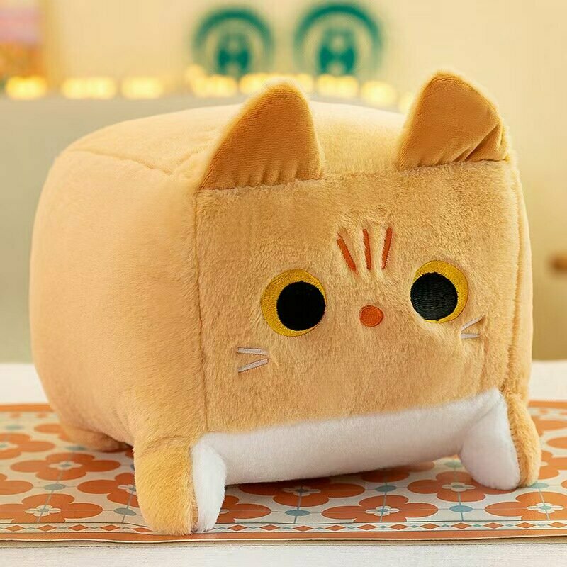 Мягкая игрушка-подушка глазастый квадратный Котокуб, Кот куб, квадратный батон, 20 см,