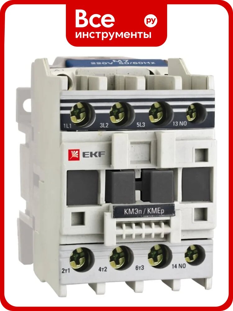 Контактор EKF КМЭп, малогабаритный, 12А, 24В, DC, 1NO, PROxima, SQ ctr-s-12-24-p, нереверсивный тип, DIN-рейка