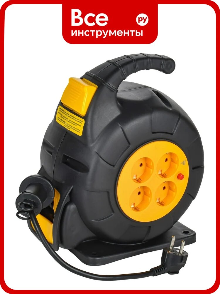 Удлинитель IEK Twist катушка ук10 4мест. 2p+pe/10м, 3x1,5мм2, автосмотка TW-KP27-16-04-10