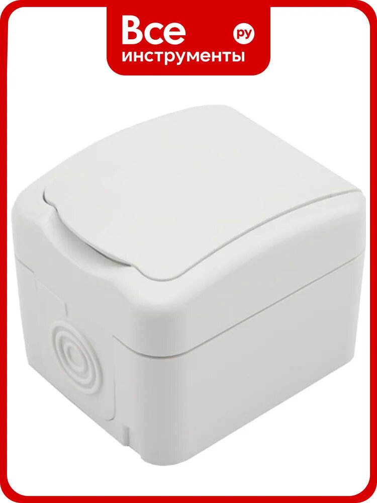 Накладная розетка KRANZ мини IP54, с заземлением, о/у, белая KR-78-0604