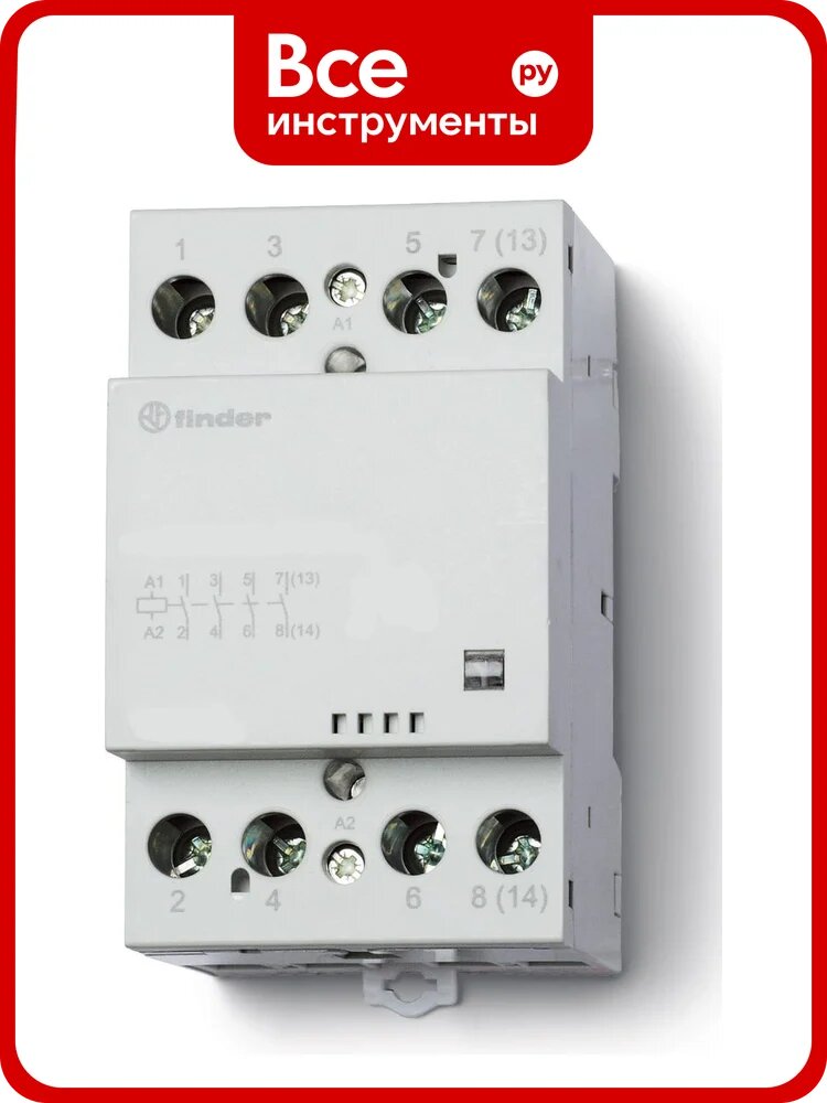 Модульный контактор Finder 4НО, контакта 40А, = 230В AC/DC, - AgSnO2, 224402304310