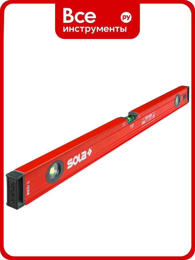 Уровень SOLA RED 3, алюминиевый, ударопрочный, 60см, 3 глазка