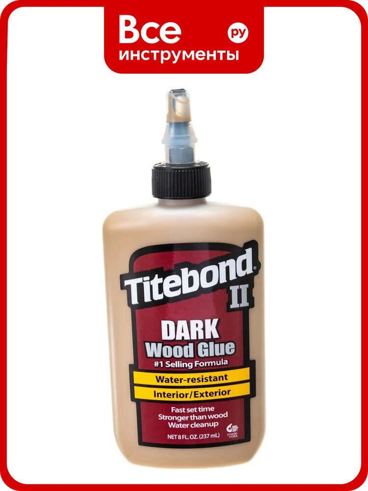 Клей для темных пород дерева Titebond Dark Wood Glue 3703, для склеивания твердых и мягких пород дерева
