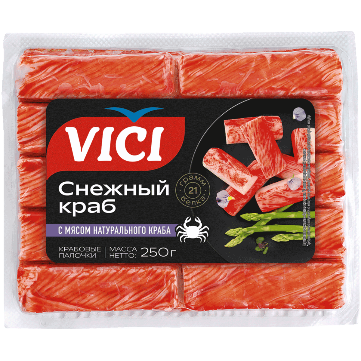 Крабовые палочки Vici охлажденные с мясом натурального краба 250 г