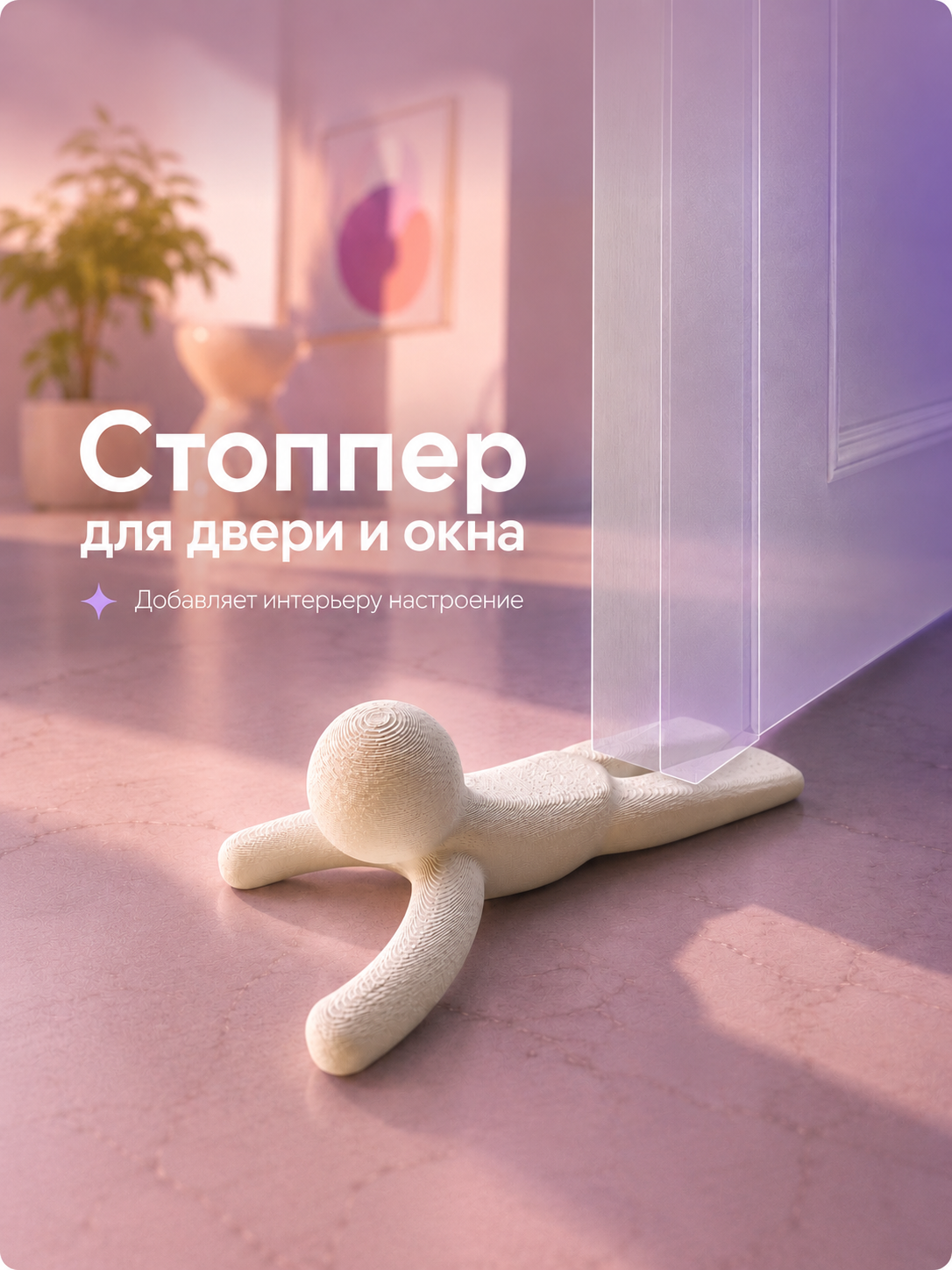 Стоппер (фиксатор, ограничитель, упор) для двери/окна, напольный, дизайнерский, в дофаминовом стиле, игрушка