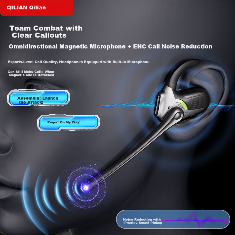 Qilian Extreme Gaming Headset 2.4G беспроводная Bluetooth костная проводимость накладные наушники с микрофоном для