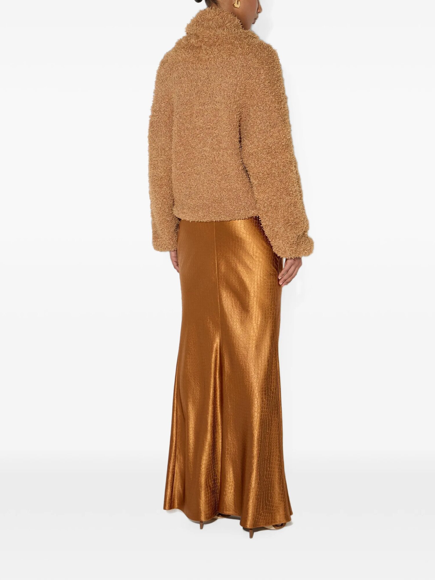Юбка Elisabetta Franchi Satin skirt with scale-like texture, размер 44 — фото 1