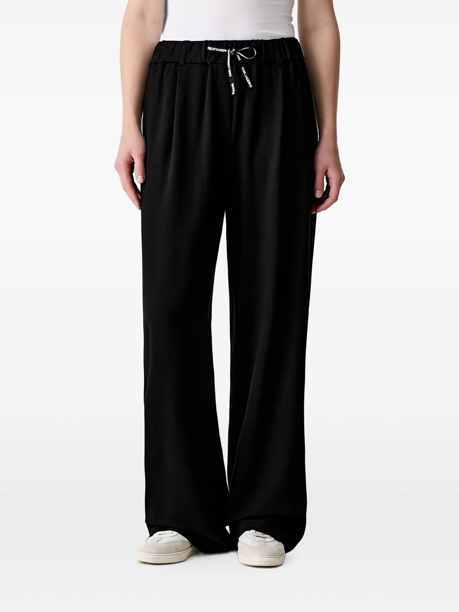 Брюки KARL LAGERFELD JEANS Logo-drawstring wide-leg trousers