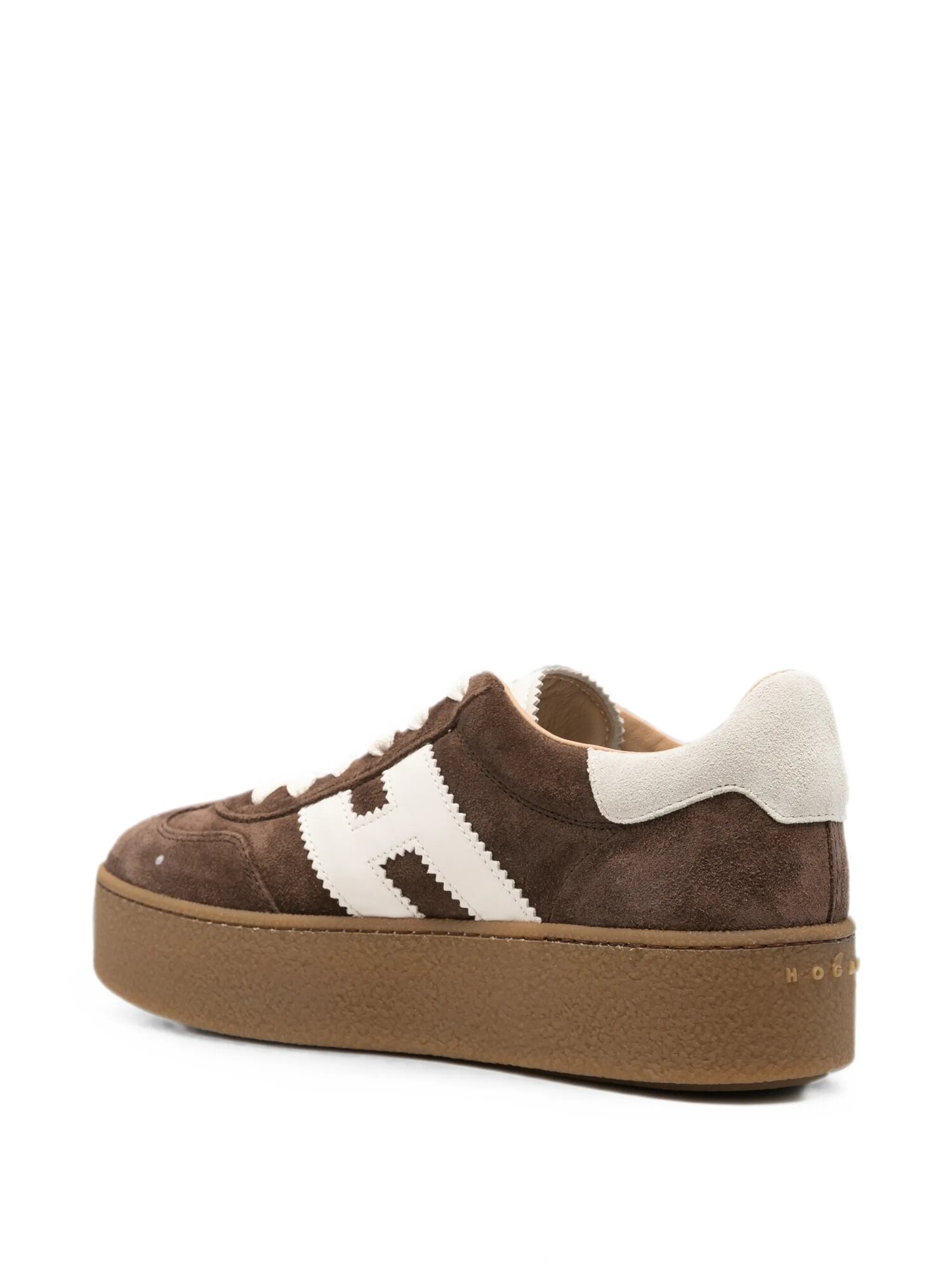 Кроссовки Hogan H698 logo-patch sneakers, размер 34 EU, коричневый/серый/оранжевый — фото 1