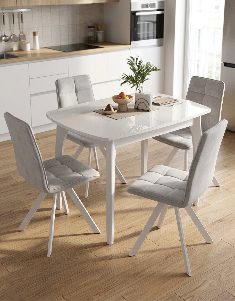 Стул 2 шт. DikLine 230 поворотный B22 GREY, ножки белые