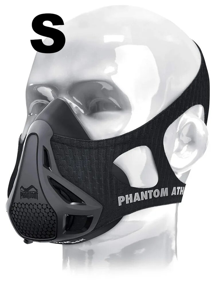 Тренировочная маска Phantom Training Mask, размер S, черная, для взрослых, фитнес