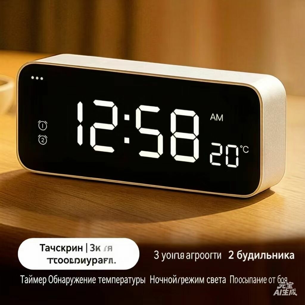 Электронный будильник, Умный будильник, звук часто яркий, двойной будильник, обратный отсчет, белый
