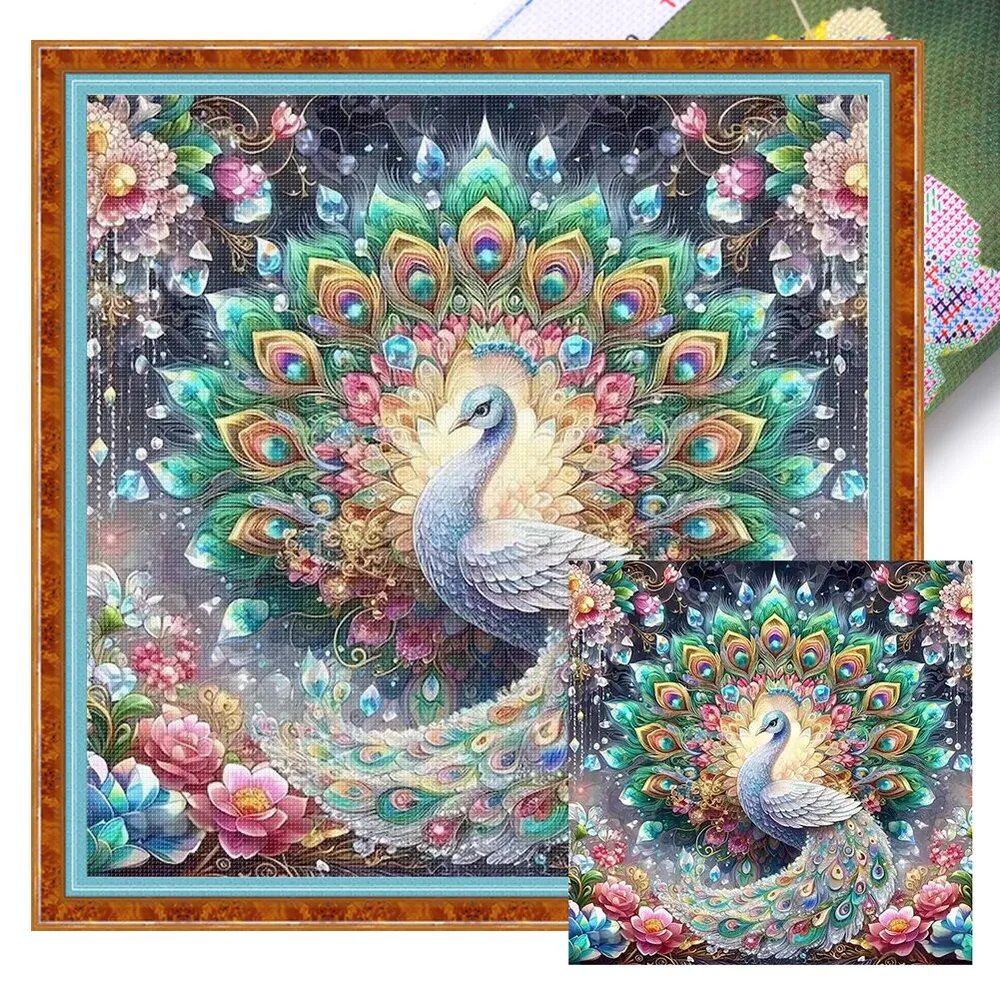 Набор вышивка крестом Павлин, с нанесённым рисунком, 11CT, 50x50 см