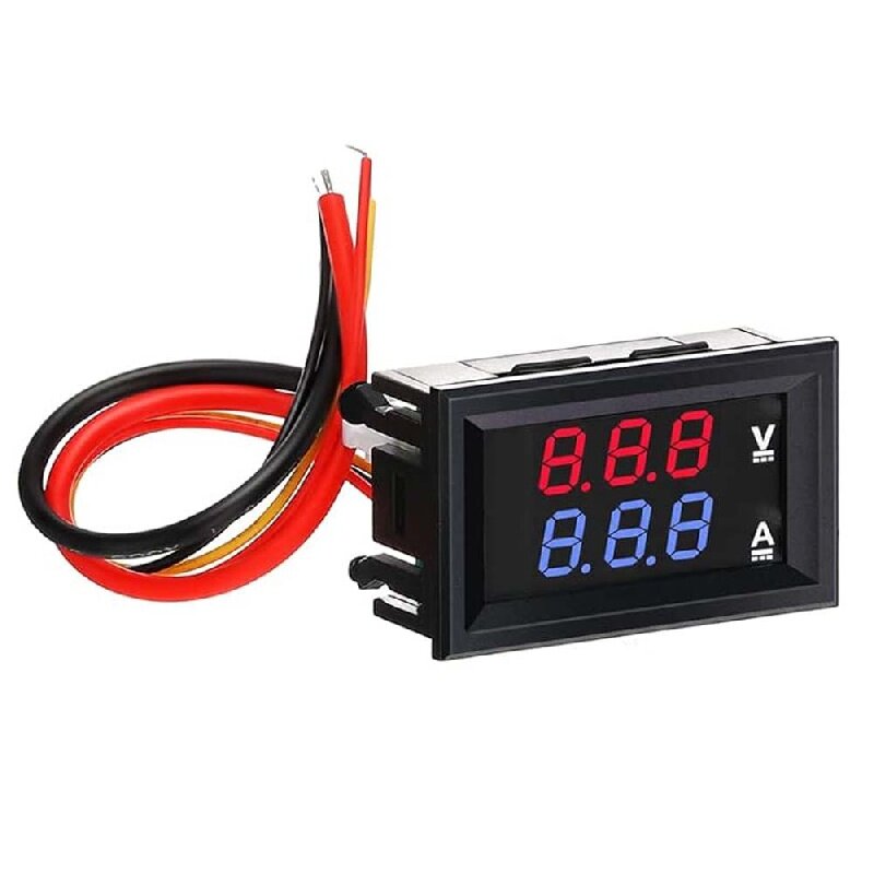 Вольтметр-амперметр двойной дисплей DC 0-100V 50A красный+синий с шунтом 50A