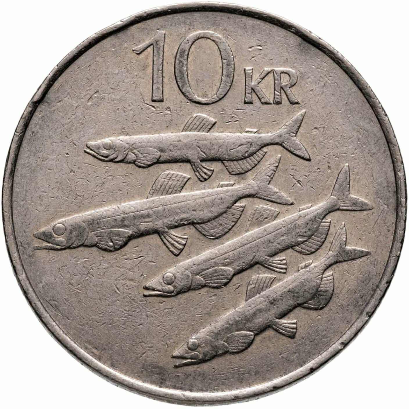 Исландия 10 крон kronur 1984, Мельхиор медь-никель, в сохранности VF-XF