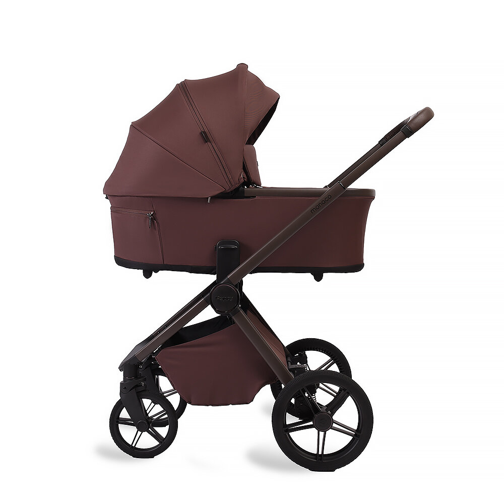 Коляска детская Peppy Monaco Plus 2 в 1 Burgundy (винный), рама коричневая