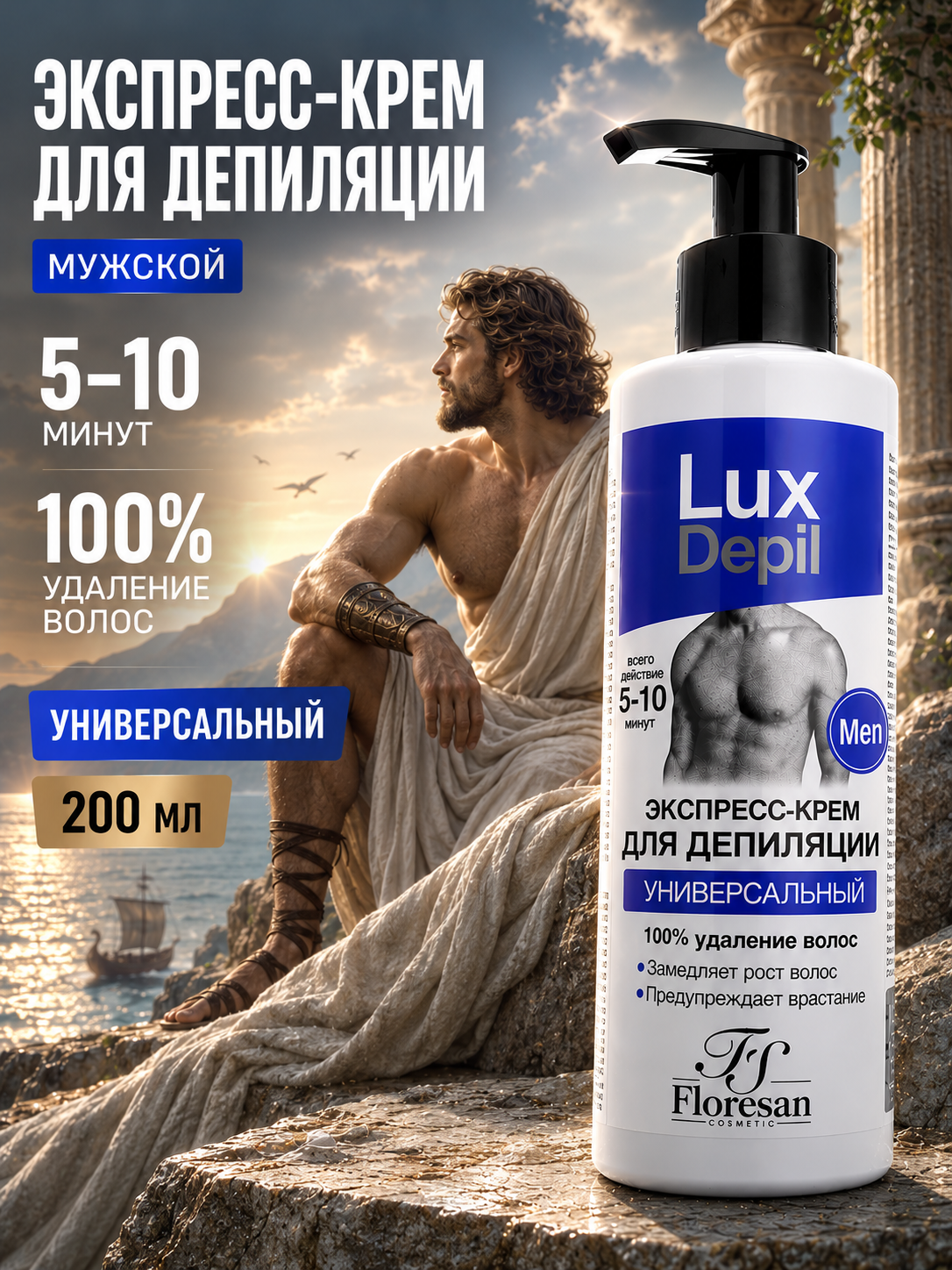 Floresan Экспресс–крем для депиляции Универсальный для мужчин 200 мл