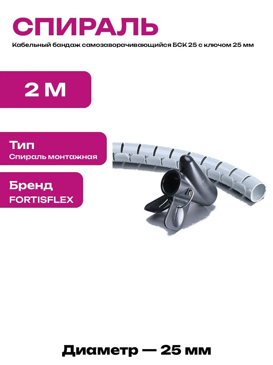Бандаж для электропроводки БСК самозаворачивающийся серый 2м