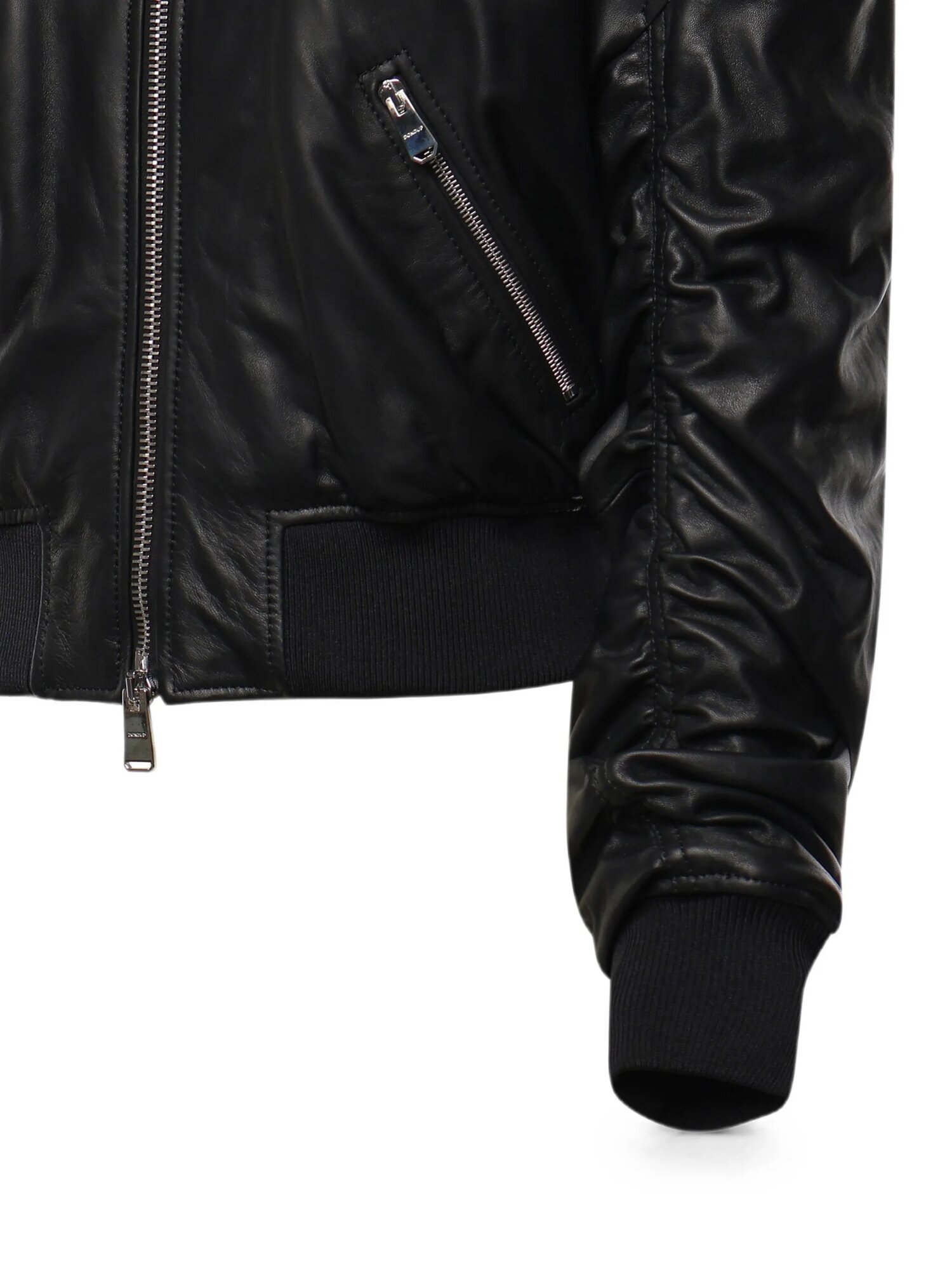 Бомбер Dondup Ruched leather bomber jacket, размер 42 — фото 1