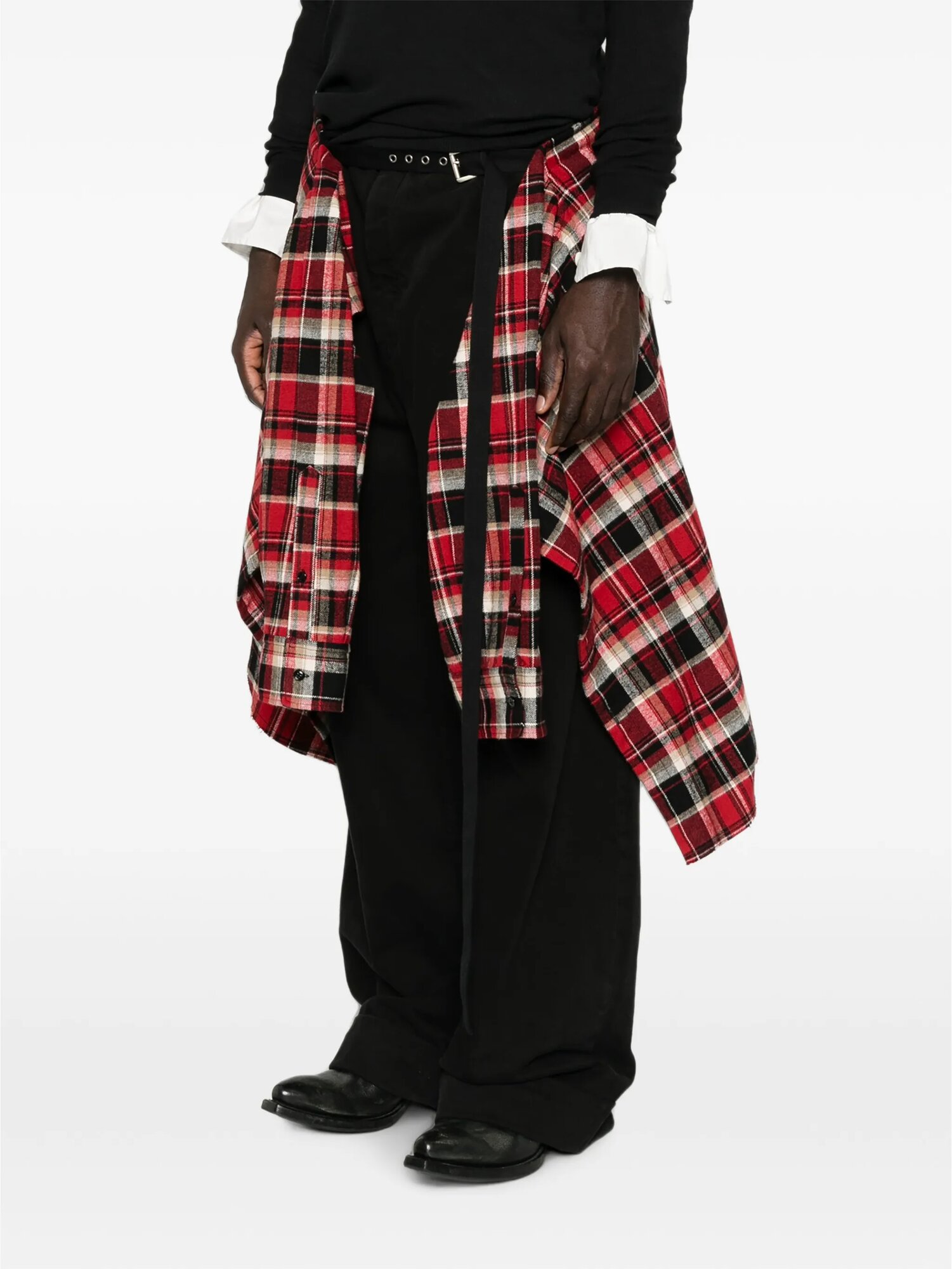 Юбка Ann Demeulemeester Plaid-panel belted skirt, размер 46 — фото 1