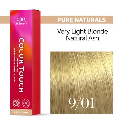 Wella Professionals Color Touch Pure Naturals крем-краска для волос, 9/01 Очень светлый блонд песочный, 60 мл