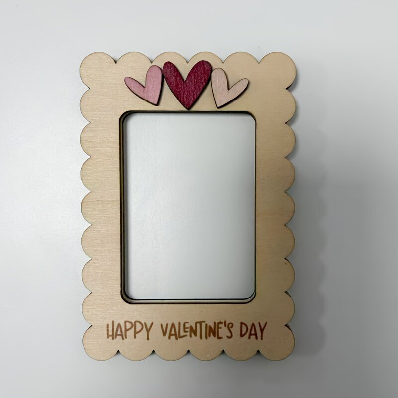 3D деревянная фоторамка в форме сердца "Happy Valentine's Day", подарок на День святого Валентина 2026