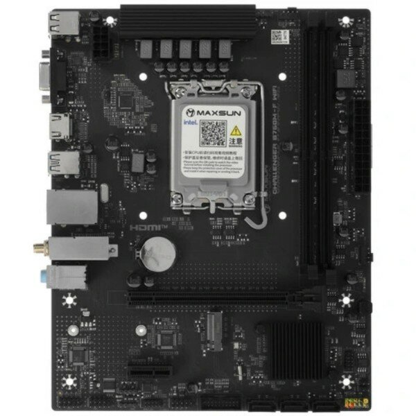 Материнская плата Maxsun Soc-1700 MS-Challenger B760M-F WIFI, 2*DDR4, 1*PCIEx16, 1*PCIEx1, 1*M.2, 6*USB3.2Gen1, 4*USB2.0, 3*SATA3.0, 1G, DP, HDMI, M-A