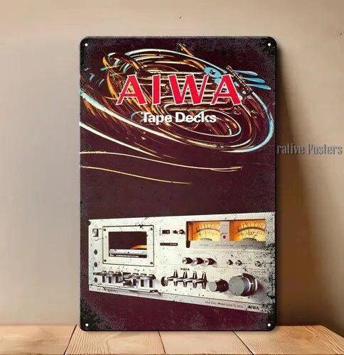 Металлический плакат Aiwa Tape Deck 8x12 дюймов aluminum 20x30cm