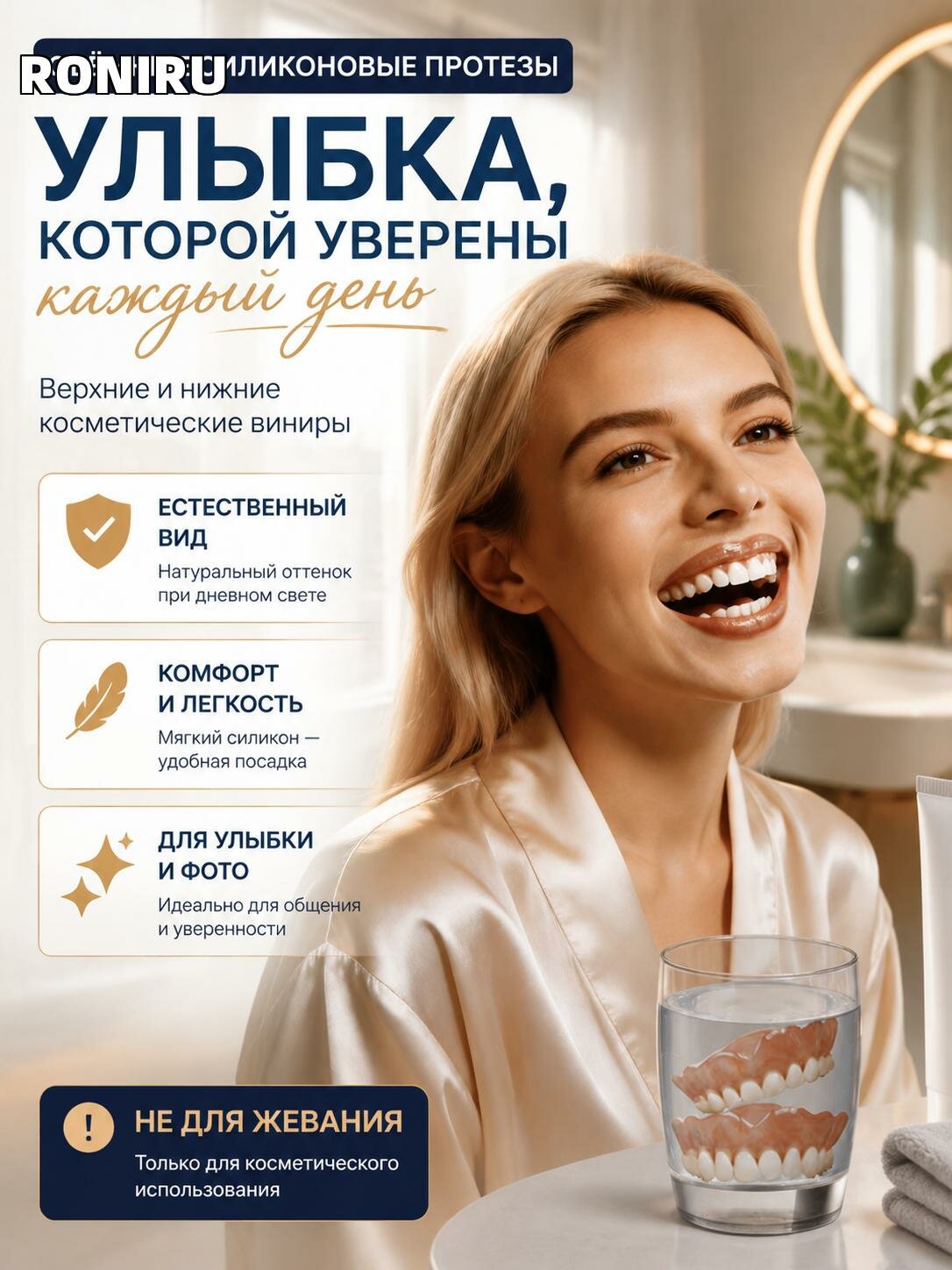 Силиконовые съемные верхние и нижние зубные протезы, косметические виниры набор для улыбки с натуральным оттенком при дневном освещении, не для жевания