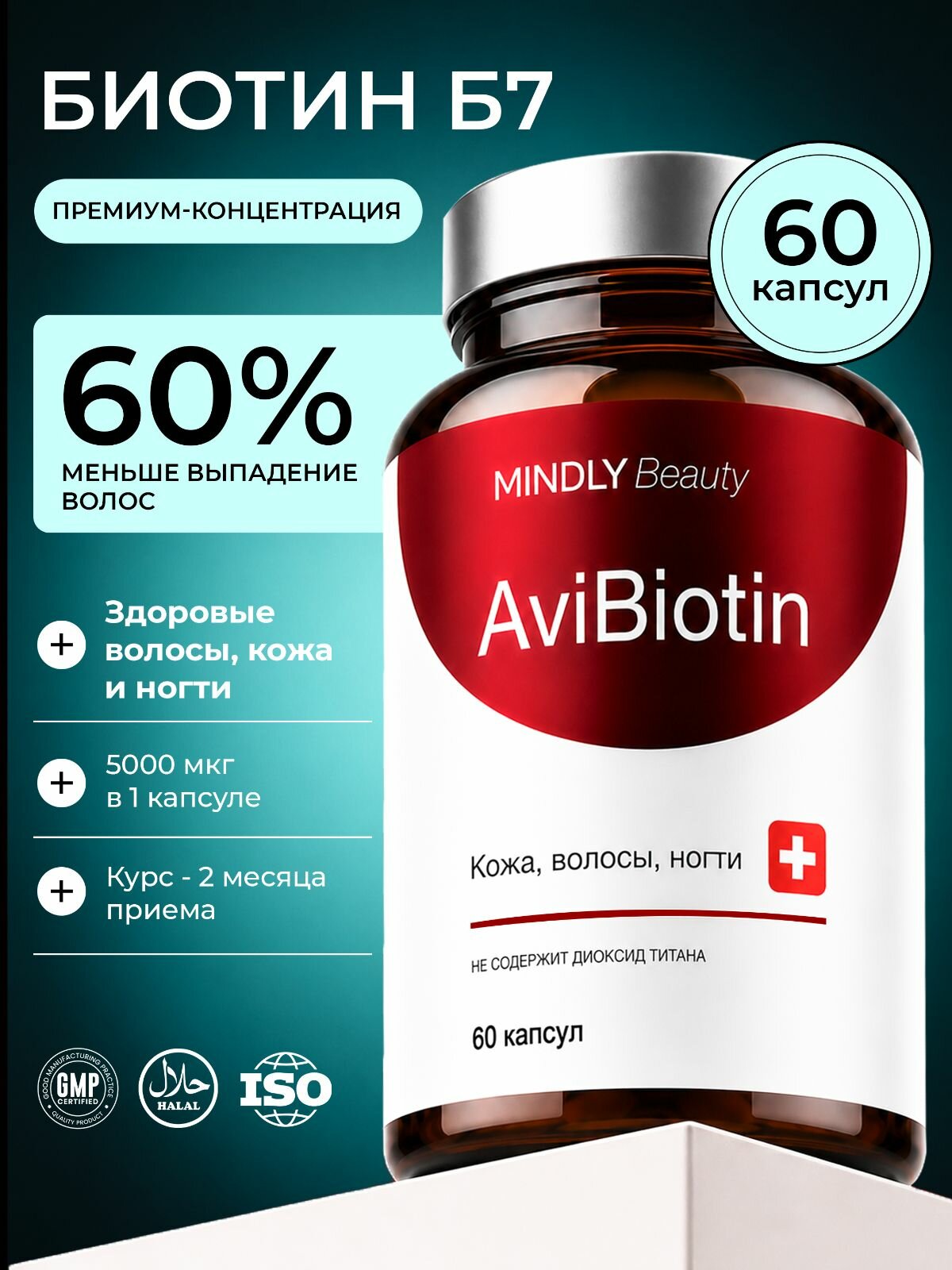 Биотин 5000 мкг (Витамин B7), 60 капсул, Mindly Biotin, комплекс для поддержки кожи, волос и ногтей, обменных процессов и энергии, для женщин и мужчин 5000 мкг биотин для волос и ногтей витамин B7 капсулы поддержка обмена веществ