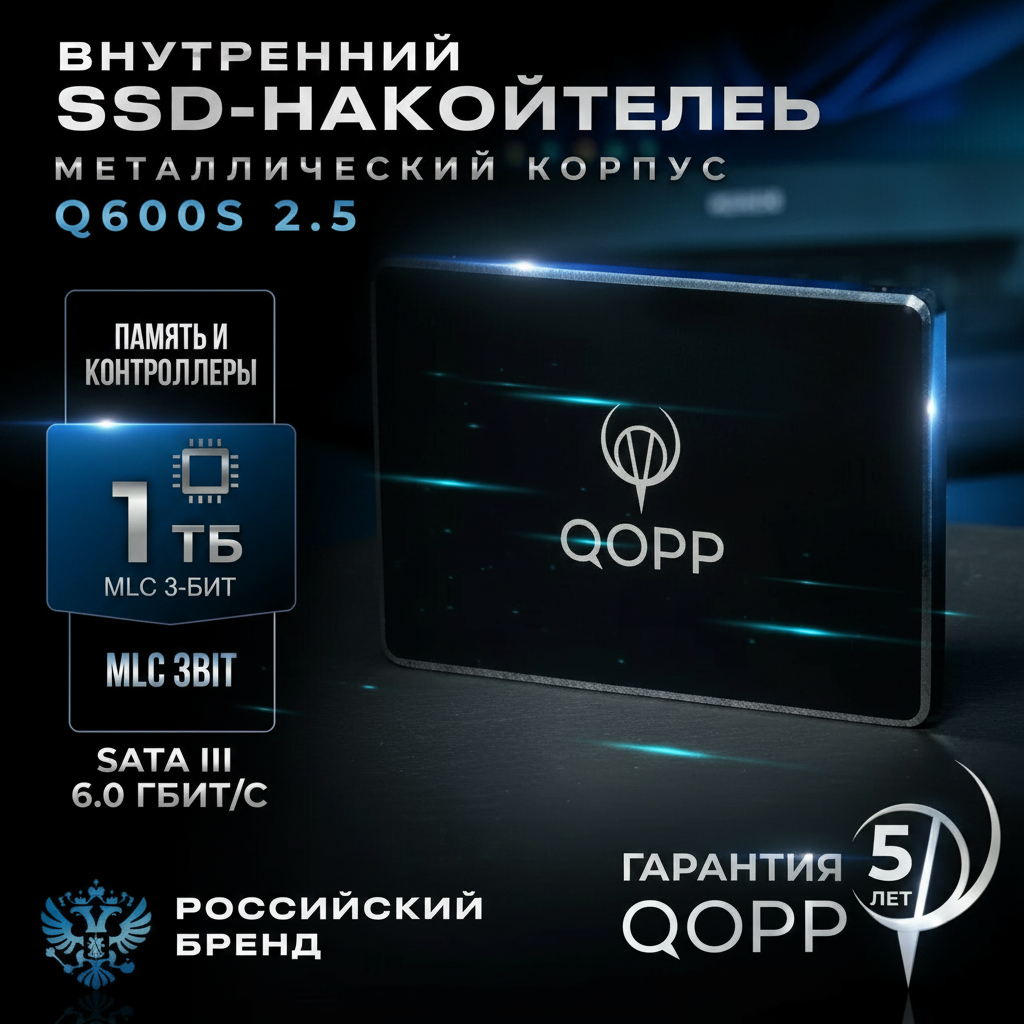 Твердотельный диск QOPP 1TB 2.5 дюйма SATA 3 металл быстрый апгрейд для игр