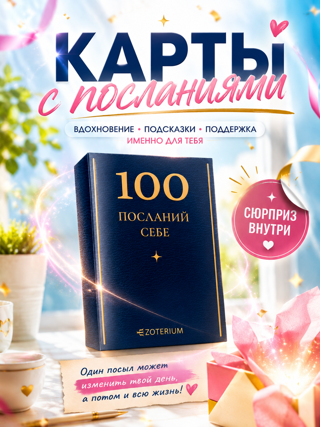 Метафорические карты с посланиями "100 посланий себе" EZOTERIUM