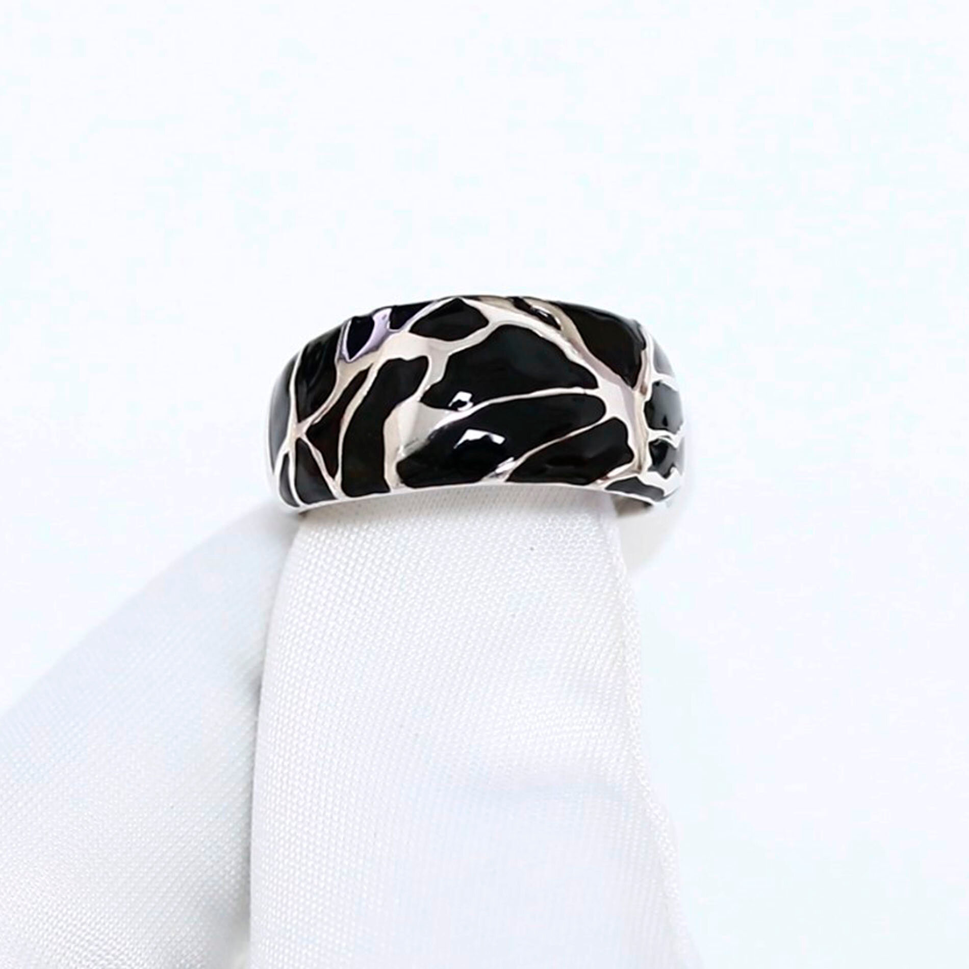 Кольцо, серебро, 925 проба, родирование, эмаль
