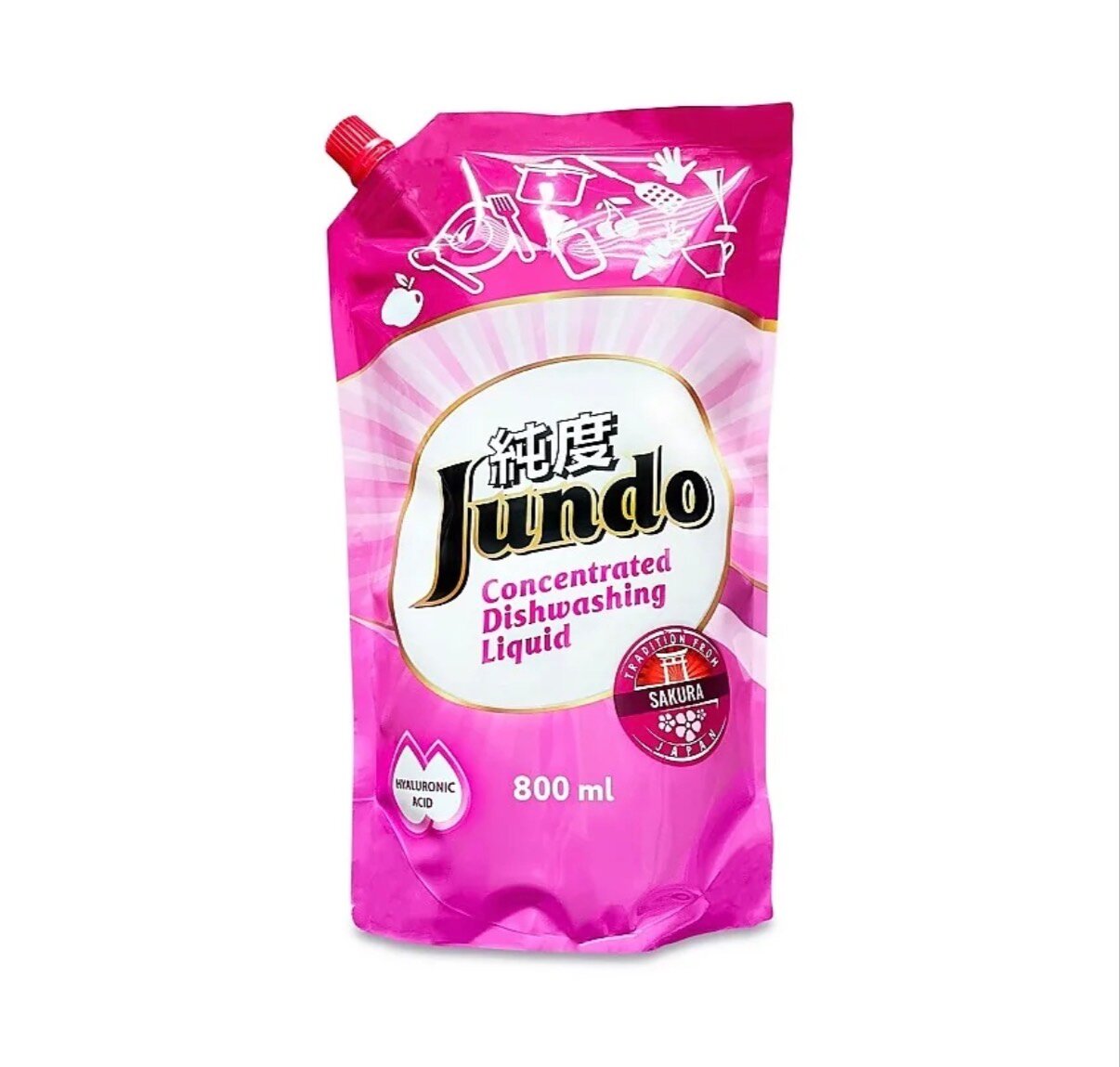 Средство для мытья посуды "Jundo", ЭКО-гель, с гиалуроновой кислотой, 800мл