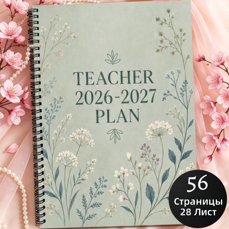 Планер для учителей A5 на спирали, 2026-2027, ежемесячный и еженедельный планировщик, 1 шт.