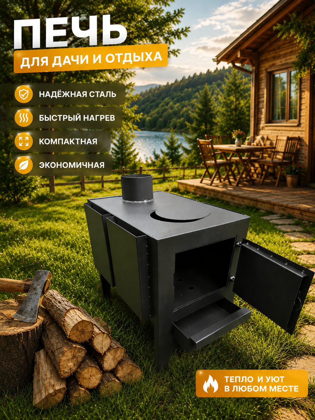 Печь универсальная, компактная, разборная от бренда «Резка Металла»