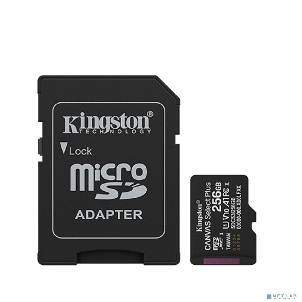 Micro SecureDigital 256GB Kingston Canvas Select Plus V10 A1 + adapter SDCS3/256GB