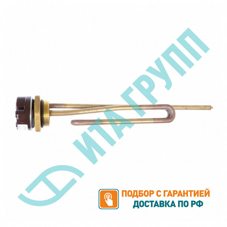 Комплект ТЭН 1,5кВт (1500Вт) RCT, резьбовой 42мм для Ariston, De Luxe, Real, Thermex, под анод М6 с терморегулятором и прокладкой, Р60301