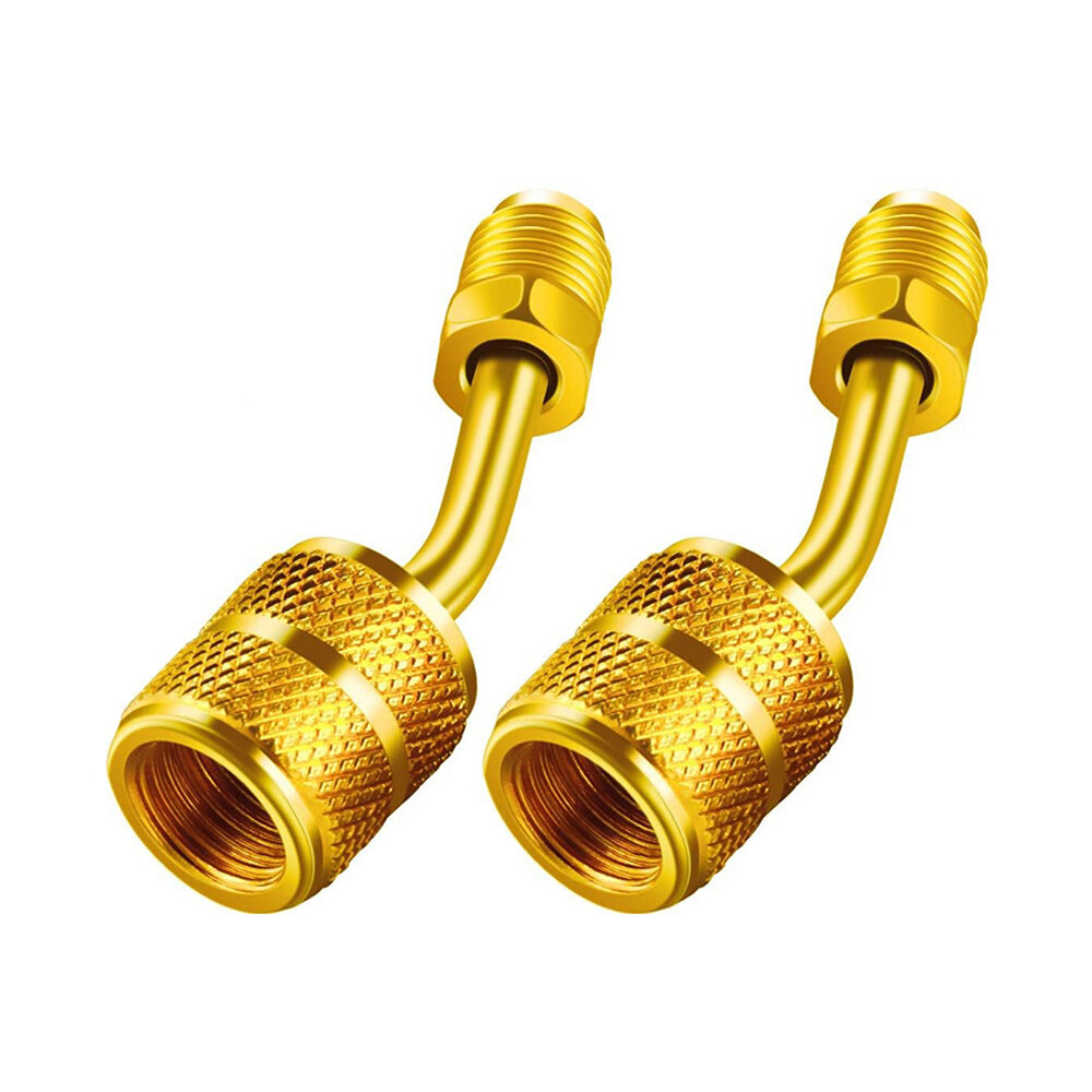 Адаптер R410a 5/16" женский - 1/4" мужской SAE поворотный, с угловым наконечником 45°, набор 2 шт. для мини-сплит систем, кондиционеров и холодильного оборудования