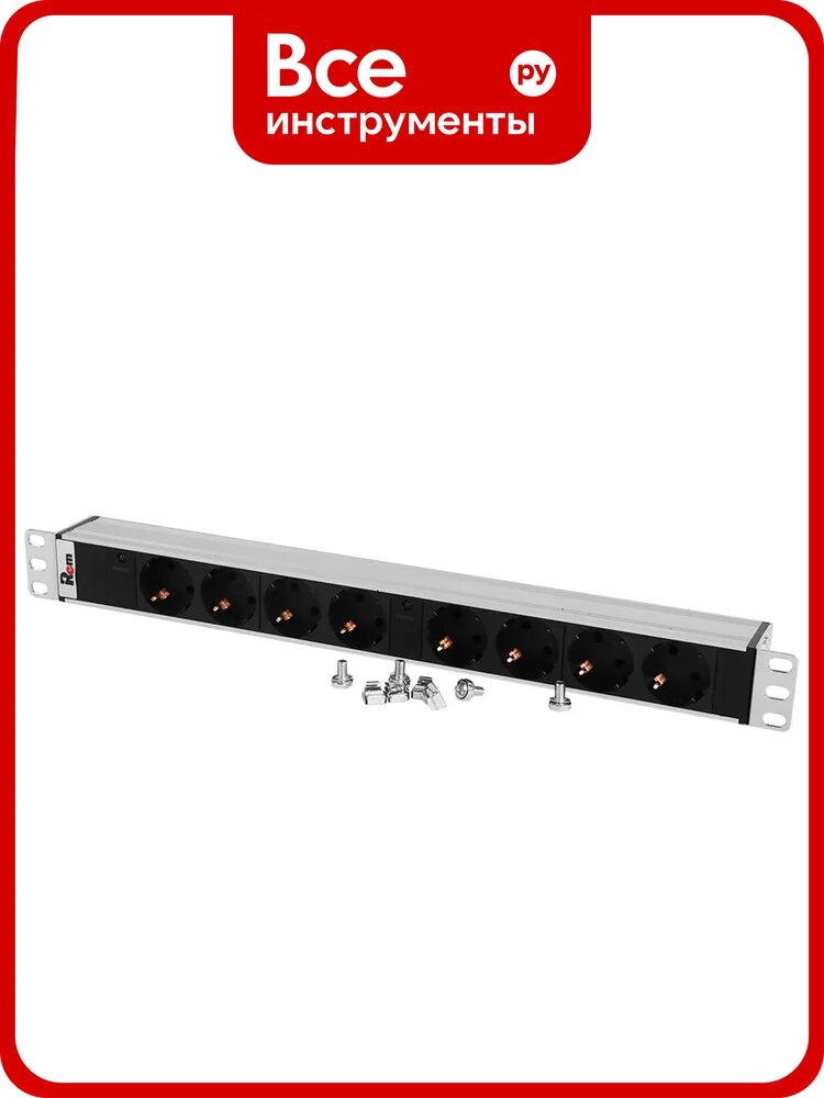 Блок розеток 19", 8 розеток ЦМО R-32-8S-I-440-K Rem-32 с инд, 8 Schuko, 32 A, алюм, колодка, 00-00655660