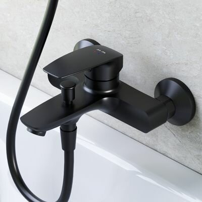 Смеситель для ванны AM.PM Sync, латунь, встраиваемый, цвет черный — фото 1
