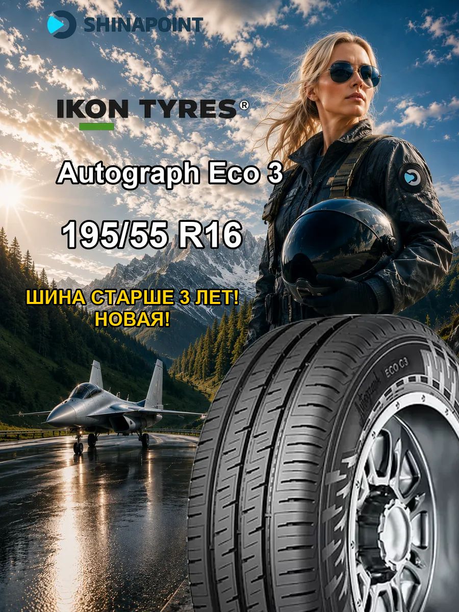 Шины летние R16 195 55 91 H автомобильная летняя резина лето IKON модель Autograph Eco 3