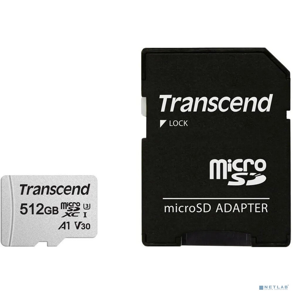 Micro SecureDigital 512Gb Transcend Class10 TS512GUSD300S-A + adapter