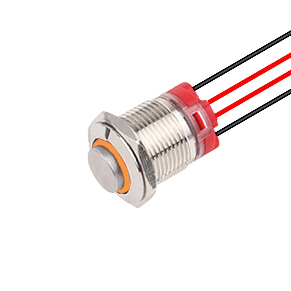 Водонепроницаемые металлические кнопки DIANQI 22mm, Momentary Reset, Ring-High-Yellow, 3-6V(3V5V6V)